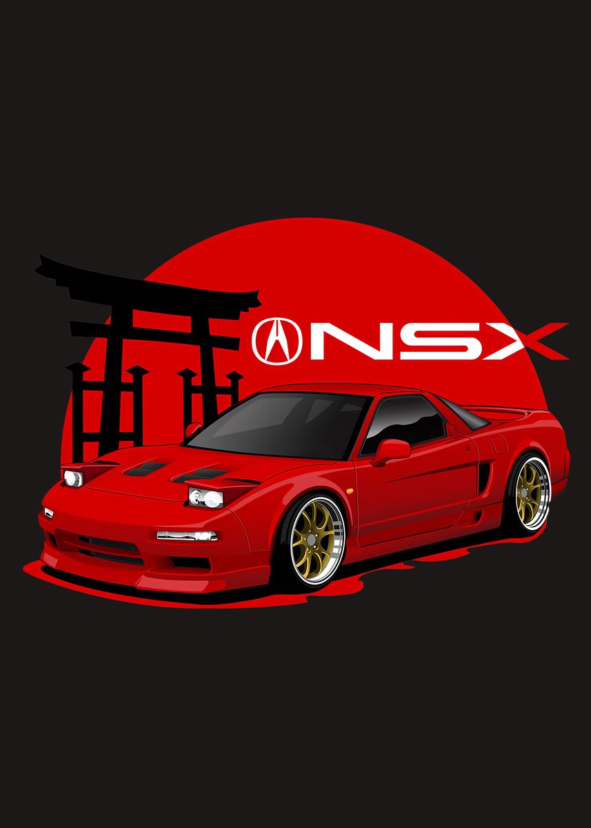 'Honda Acura NSX skyline' Poster, picture, metal print, paint by ...