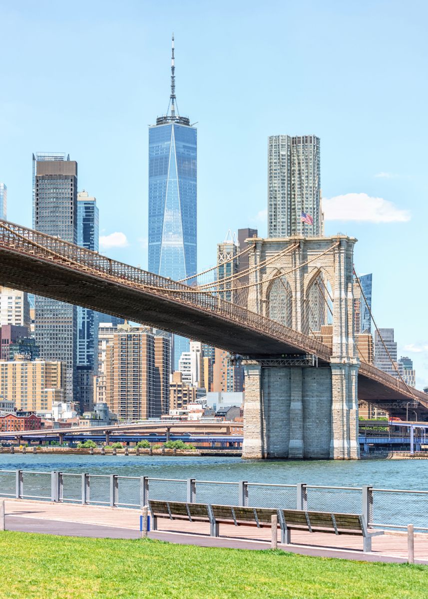 'Brooklyn View' Poster, picture, metal print, paint by Mango Art | Displate