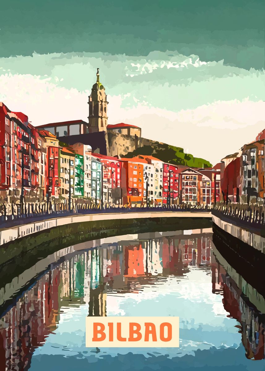 'Bilbao' Poster, picture, metal print, paint by Bo Kev | Displate