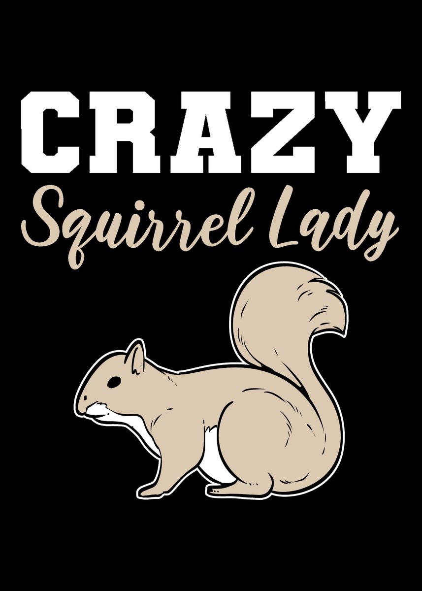 'Crazy Squirrel Lady Wildli' Poster, picture, metal print, paint by ...