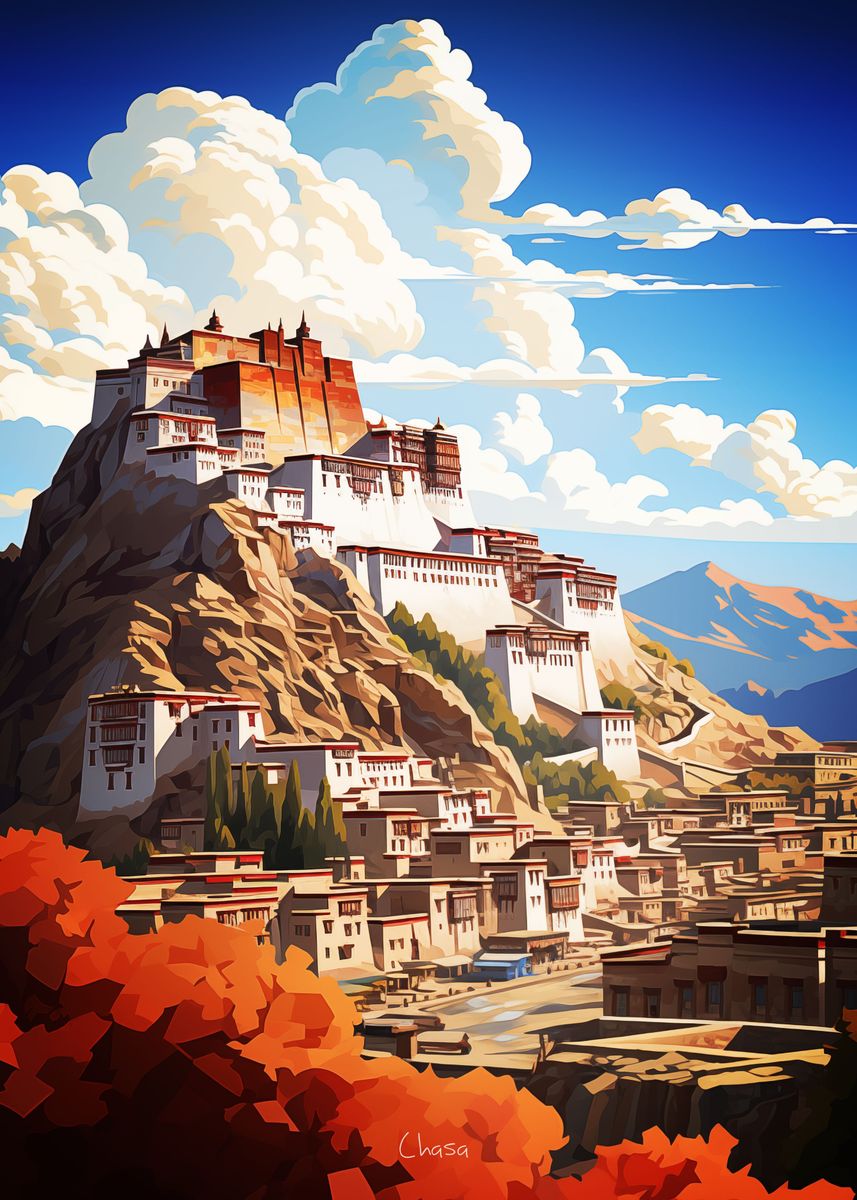 'Lhasa Oil Painting' Poster, picture, metal print, paint by Mehdi ...