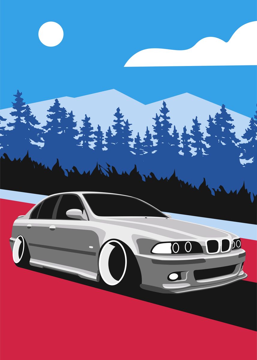 'BMW E39' Poster, picture, metal print, paint by Muezzahero | Displate
