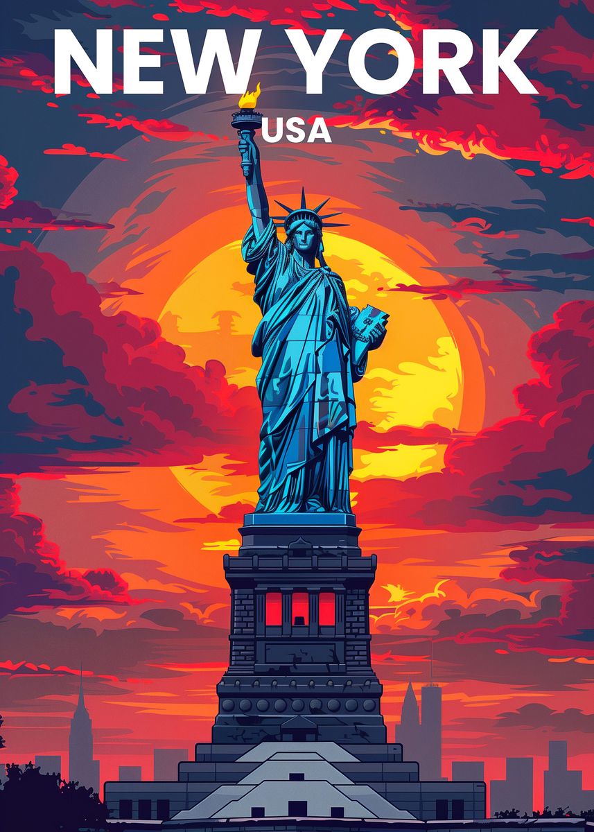 'New York' Poster, picture, metal print, paint by Tapu Vlad | Displate