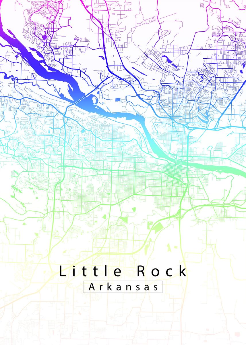 'Little Rock Arkansas Map' Poster, picture, metal print, paint by ...