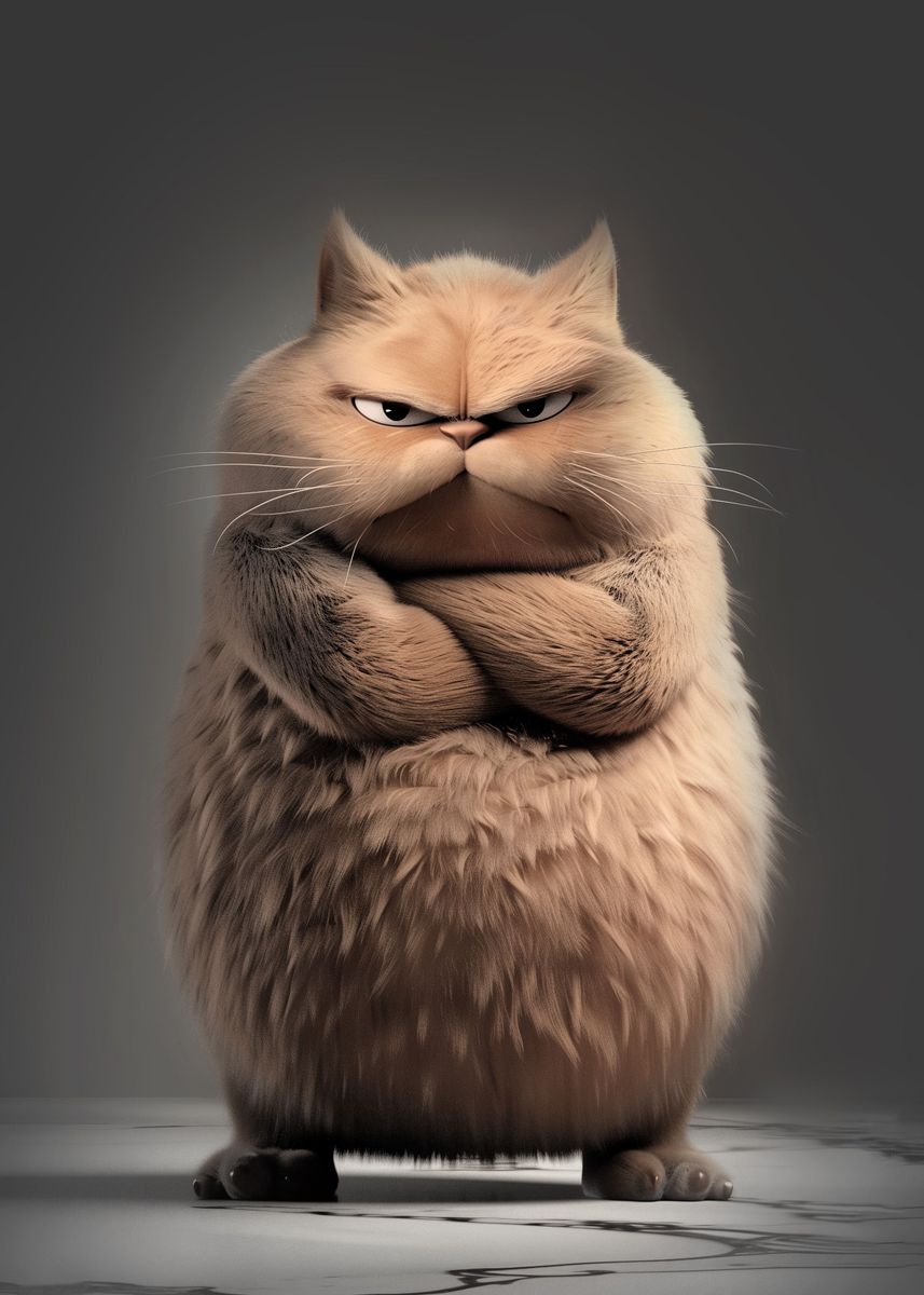 'Angry FLuffy Cat' Poster, picture, metal print, paint by P U F F Y ...