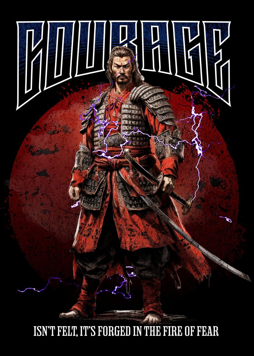 'Courage Samurai' Poster, picture, metal print, paint by Quirky Designs ...