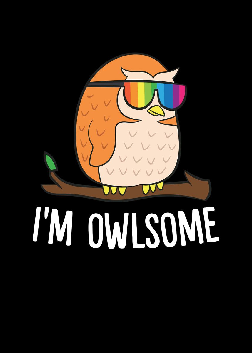 'Owl Funny Art' Poster, picture, metal print, paint by Thomas | Displate