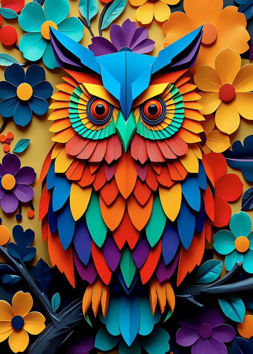 'Owl Colorful' Poster, picture, metal print, paint by Creatives Sam ...