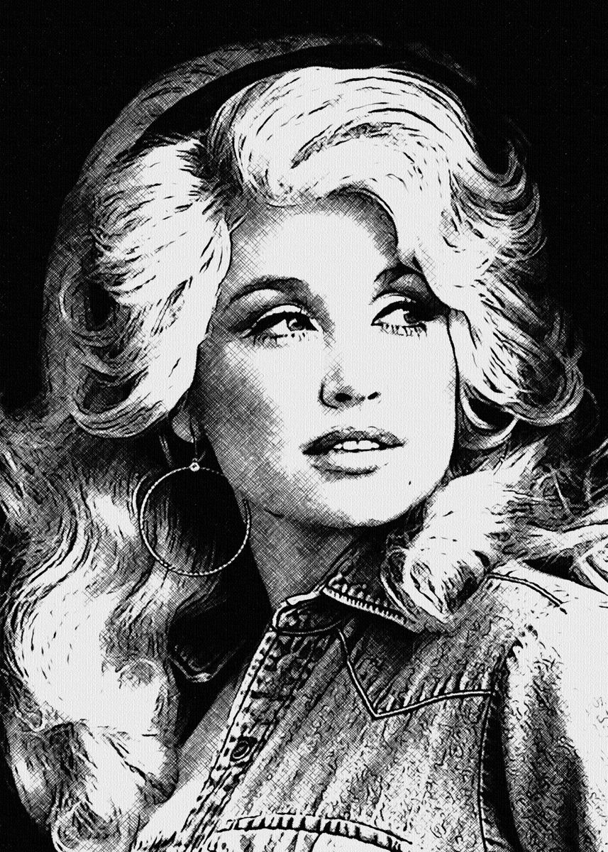 'Young Dolly Parton drawing' Poster, picture, metal print, paint by ...
