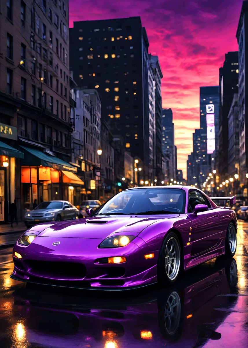 'mazda rx7' Poster, picture, metal print, paint by Recca | Displate
