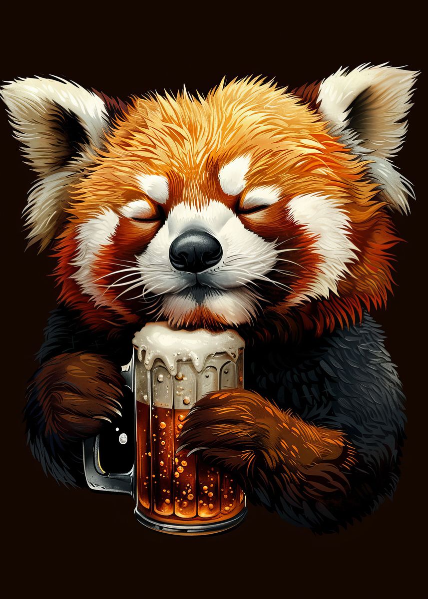 'Red Panda Beer' Poster, picture, metal print, paint by Henning ...