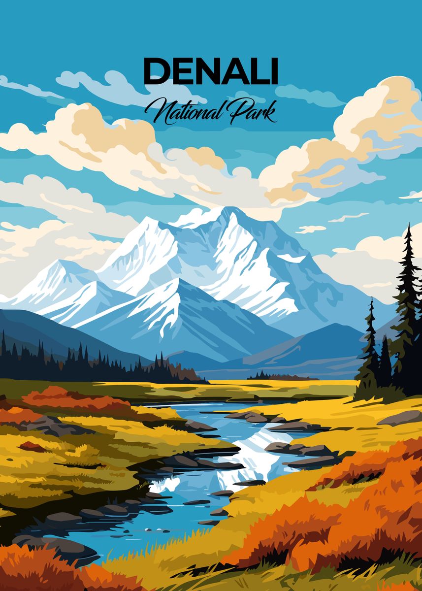 'Denali National Park' Poster, picture, metal print, paint by ...