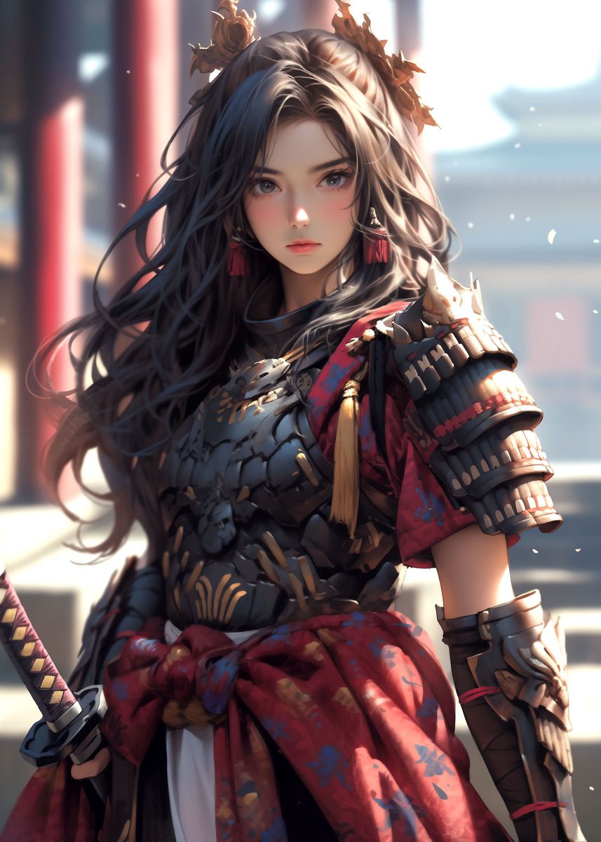 'Cute Samurai Girl' Poster, picture, metal print, paint by Manaverse ...