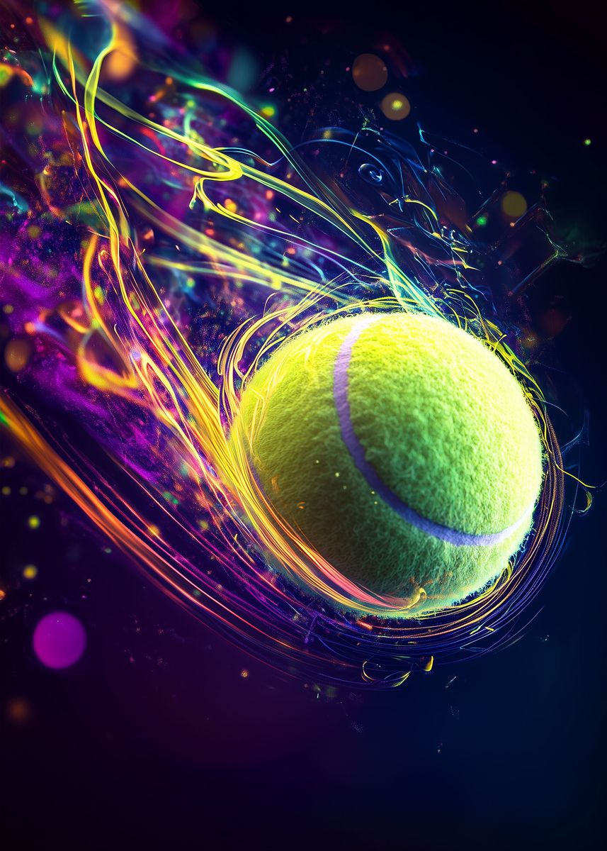 'Tennis Ball Neon' Poster, picture, metal print, paint by Eline | Displate