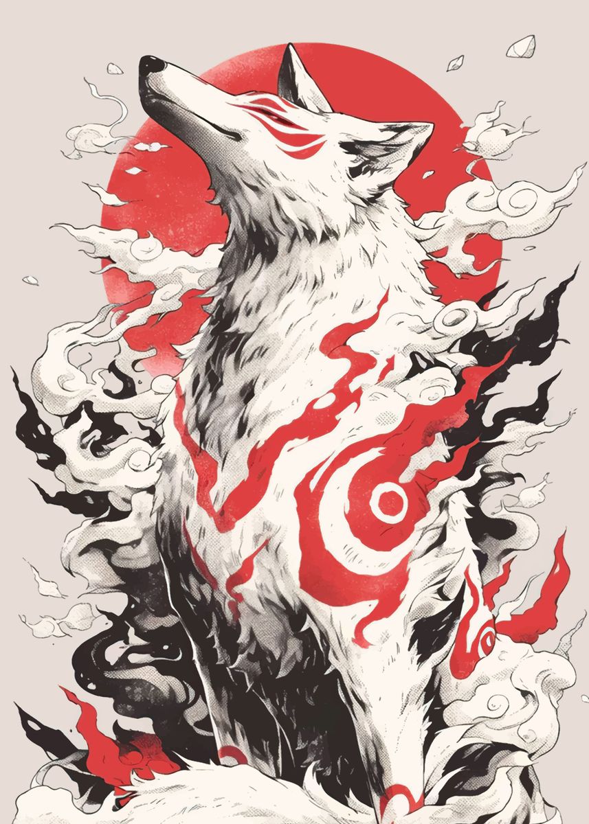 'wolf japan style' Poster, picture, metal print, paint by lastd knightd ...