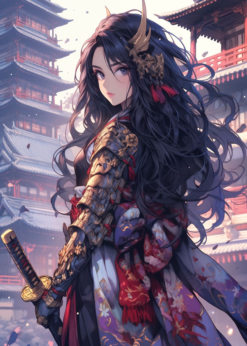 'Romance Samurai' Poster, picture, metal print, paint by Elysian ...