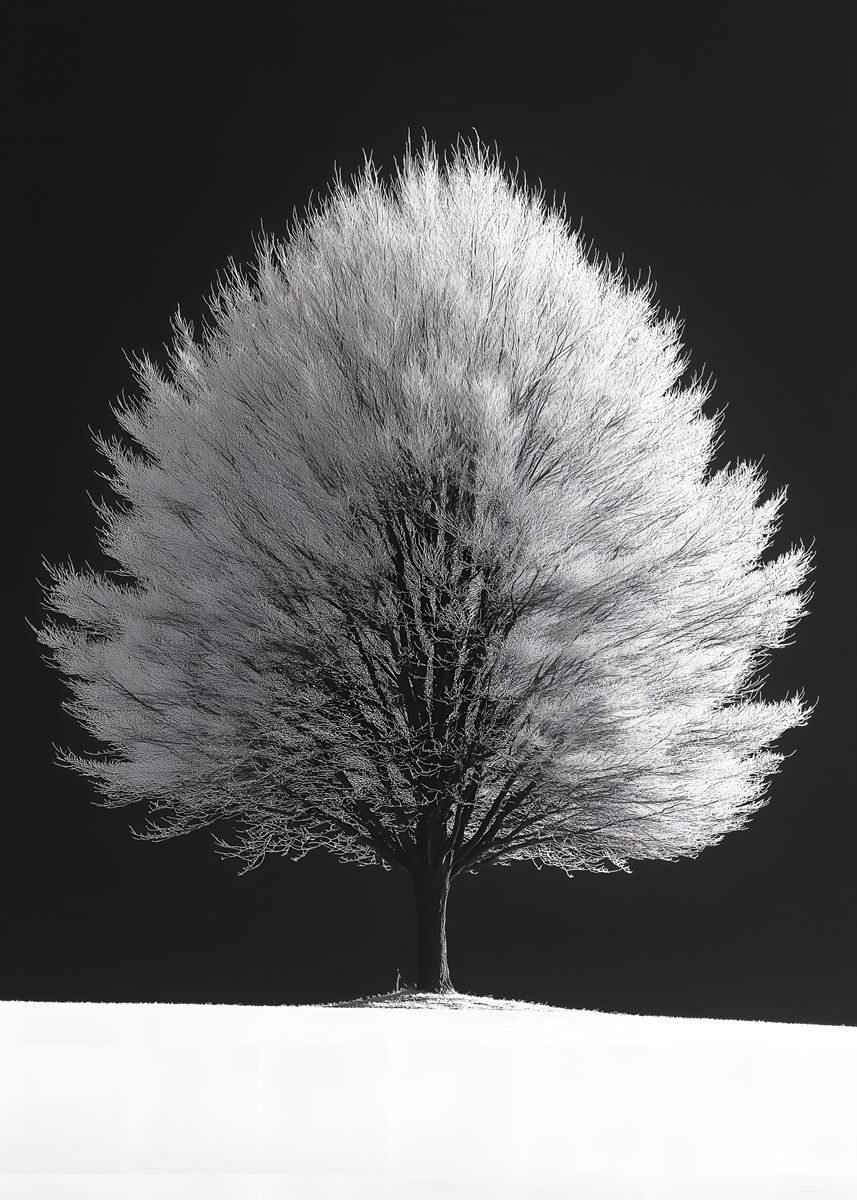 'Tree in Center Snow Land ' Poster, picture, metal print, paint by ...