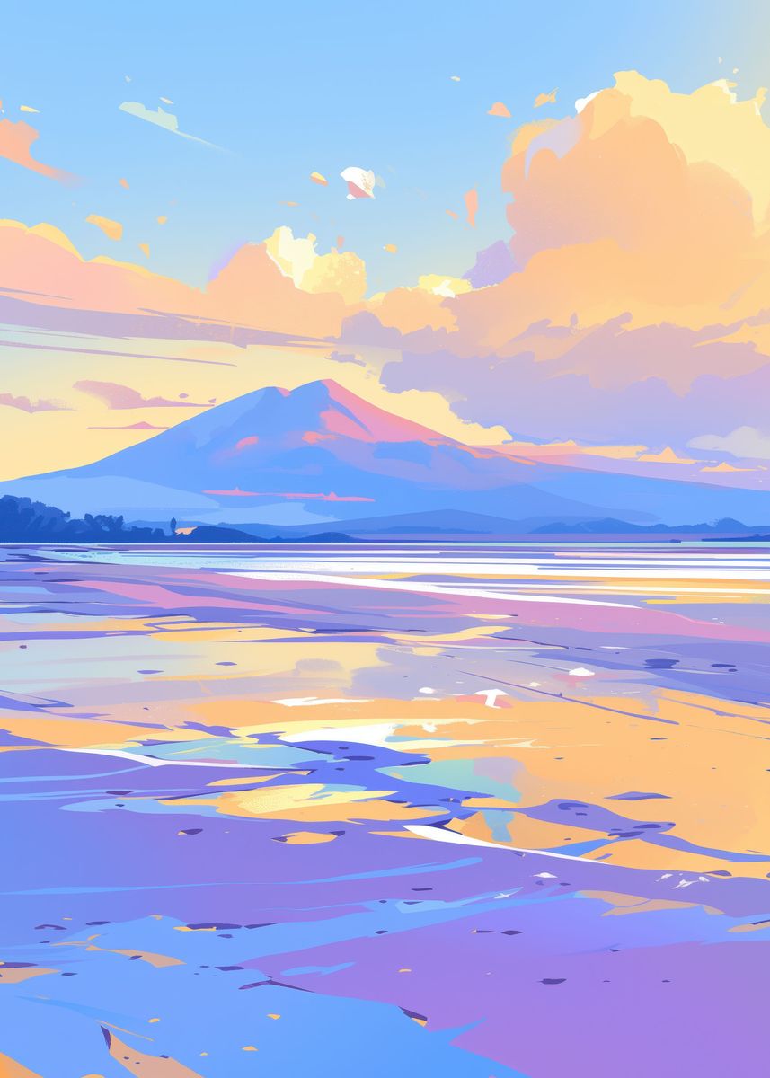 'Golden Pastel Reflection' Poster, picture, metal print, paint by PRX ...