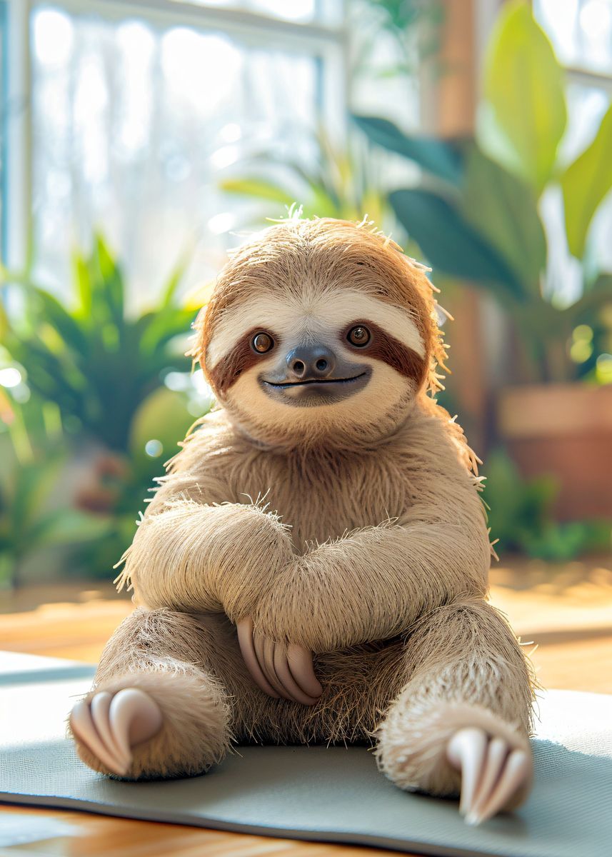 'Do yoga like a sloth' Poster, picture, metal print, paint by ...