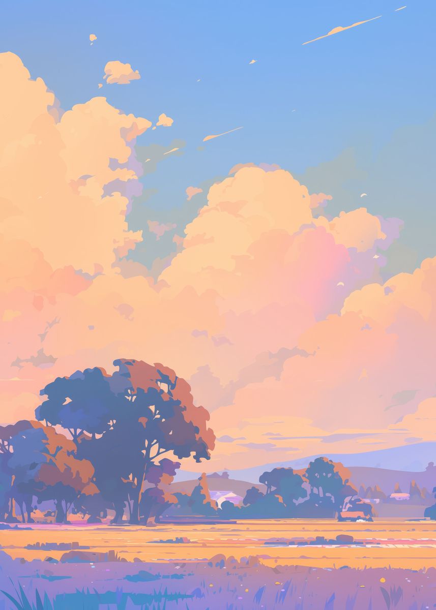 'Meadows in Pastel Light' Poster, picture, metal print, paint by PRX ...