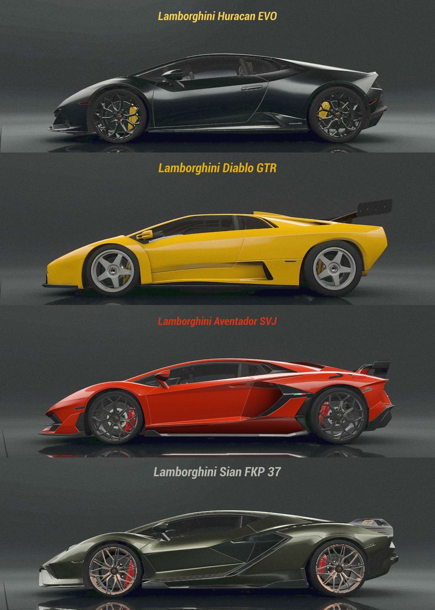 'Lamborghini cars' Poster, picture, metal print, paint by One Line ...