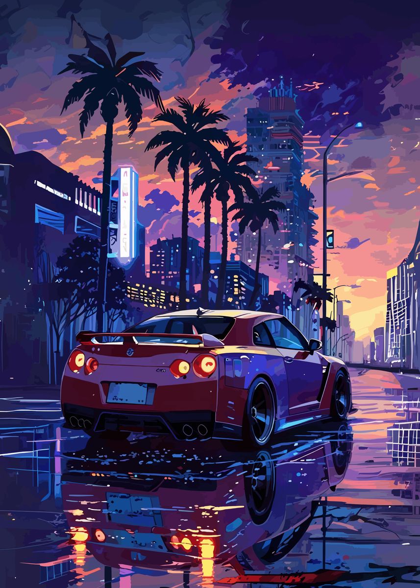 'GTR R35 Back ' Poster, picture, metal print, paint by chrisnu | Displate