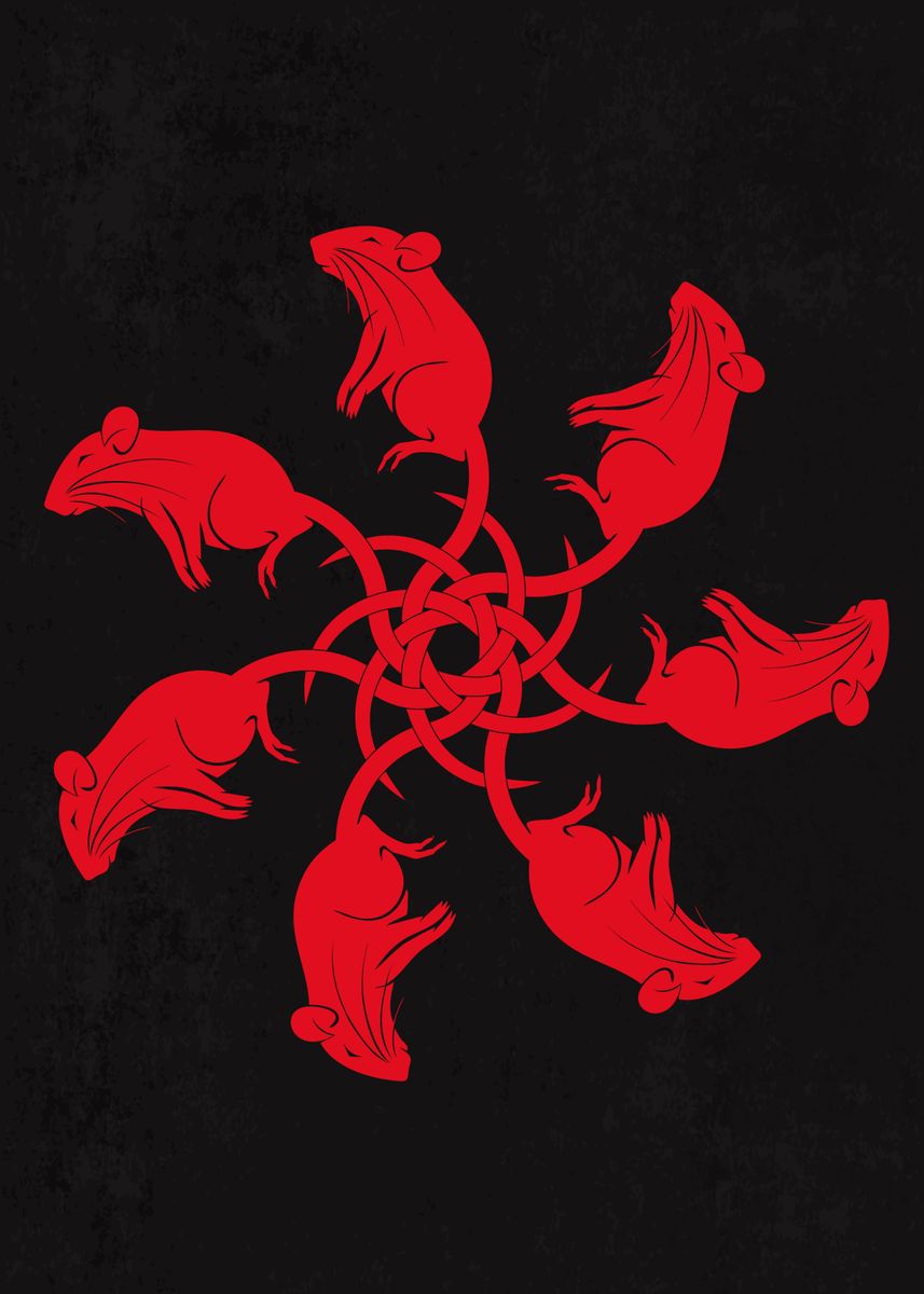 'rat king red symbol' Poster, picture, metal print, paint by Zsolt ...