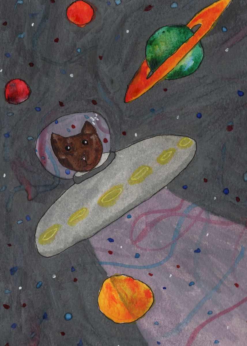 'Cat UFO' Poster, picture, metal print, paint by AnAmericanLassie ...