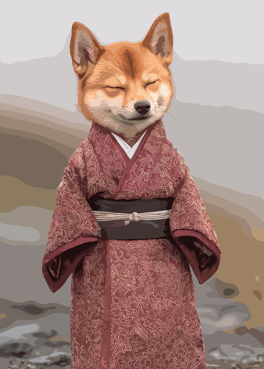 'Dog Samurai' Poster, picture, metal print, paint by Lucky Star | Displate
