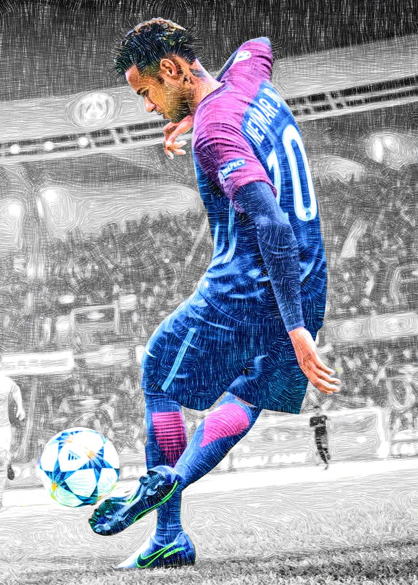 'football player drawing' Poster, picture, metal print, paint by ...