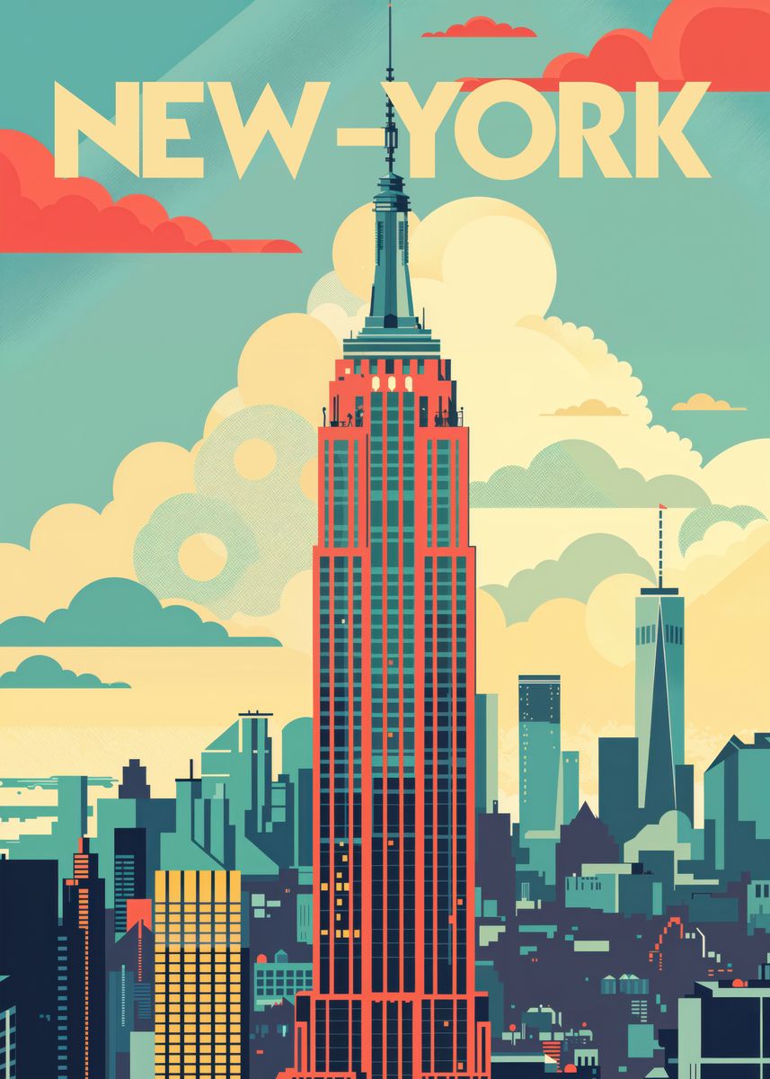 'Manhattan retro poster' Poster, picture, metal print, paint by ...