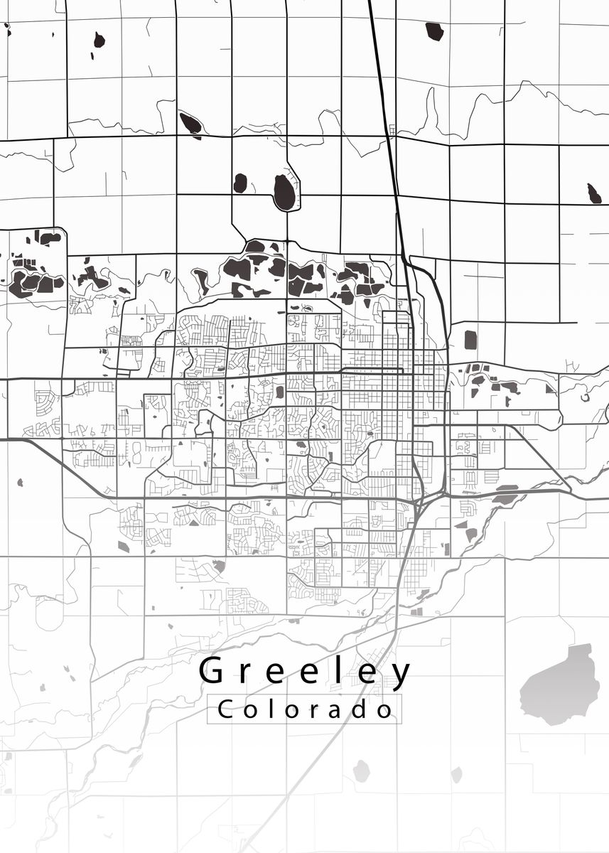 'Greeley Colorado City Map' Poster, picture, metal print, paint by ...