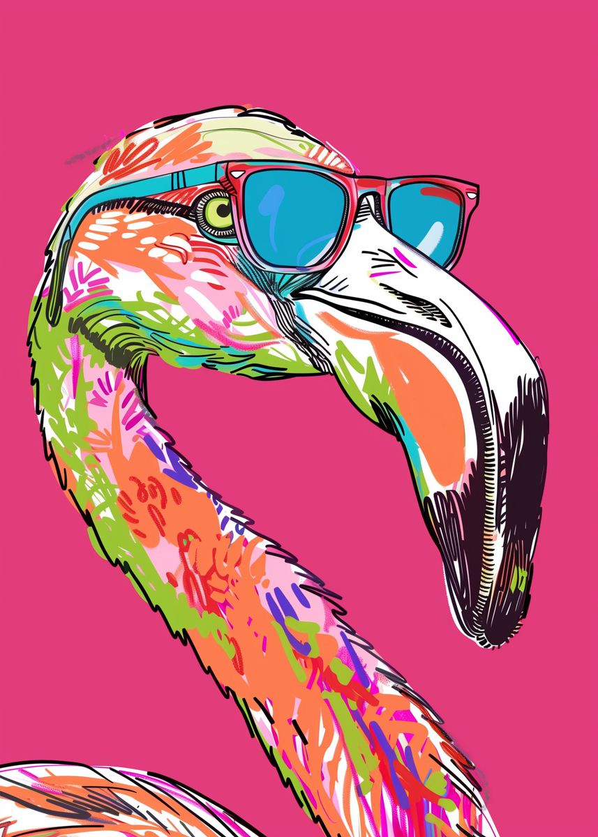 'Cool Flamingo' Poster, picture, metal print, paint by dostiphotography ...