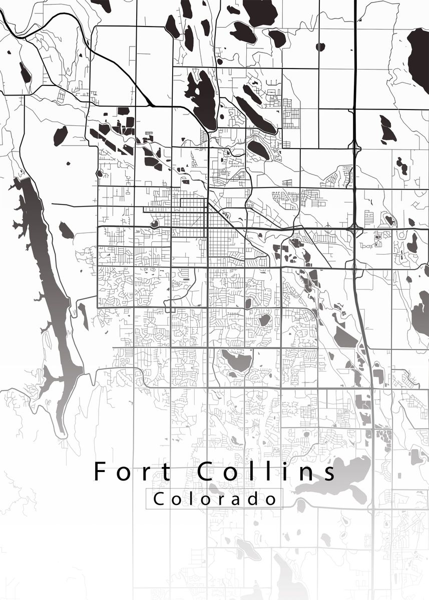 'Fort Collins Colorado Map' Poster, picture, metal print, paint by ...