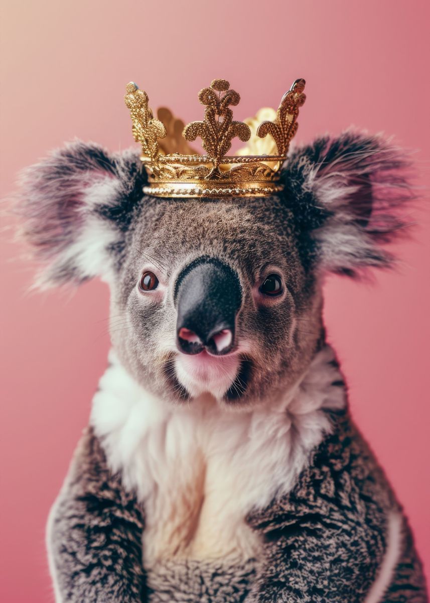 'Koala King Pastel Crown' Poster, picture, metal print, paint by Morgan Yon | Displate