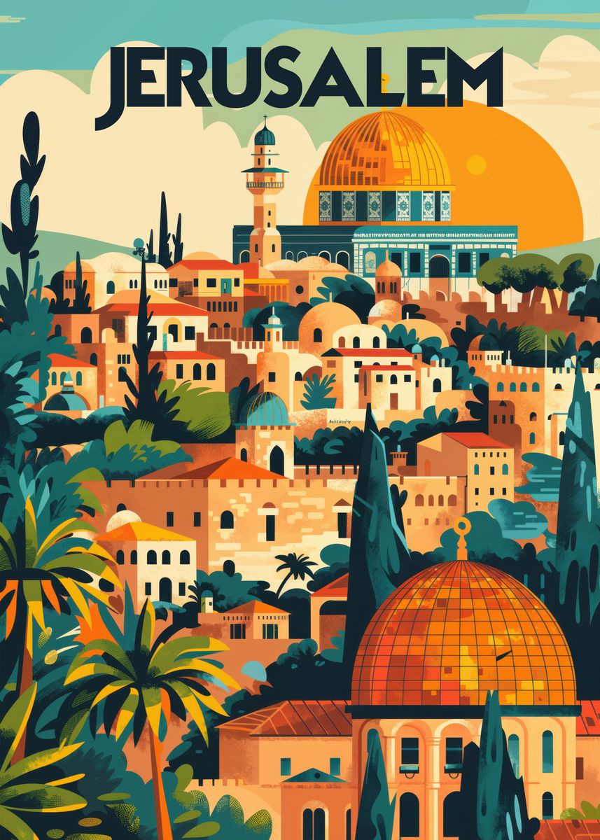 'Jerusalems Golden Glow' Poster, picture, metal print, paint by ...