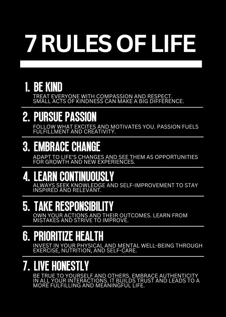 'Rules Of Life' Poster, picture, metal print, paint by Wezt Studio ...