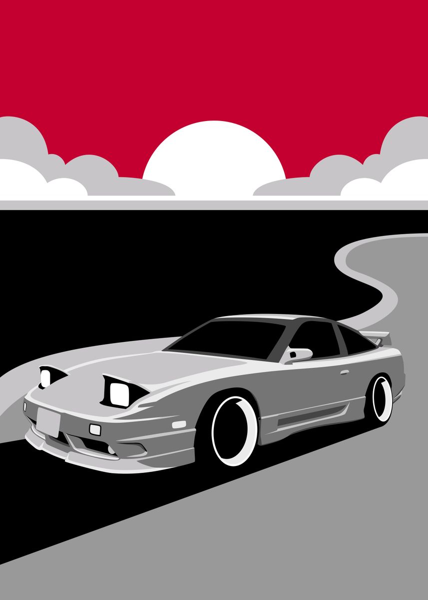 'NISSAN 180SX' Poster, picture, metal print, paint by Muezzahero | Displate