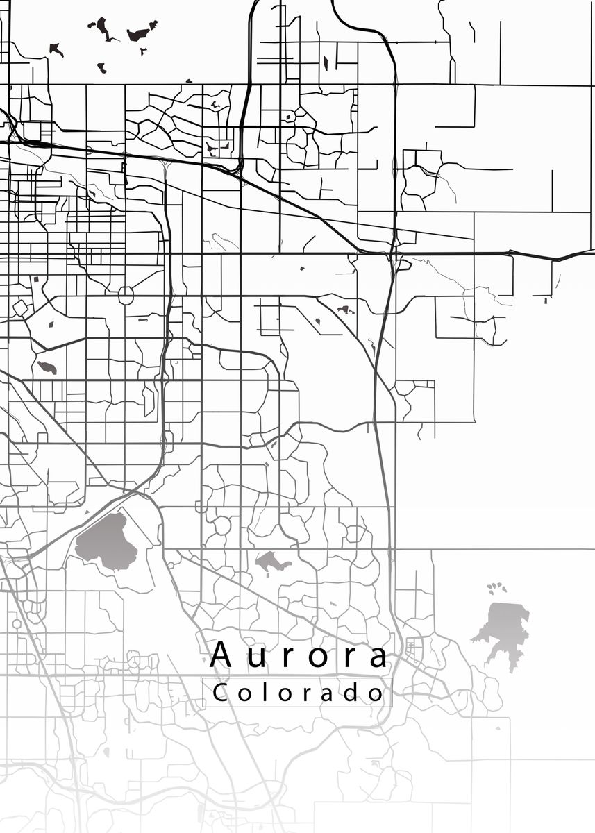 'Aurora Colorado City Map' Poster, picture, metal print, paint by Robin ...