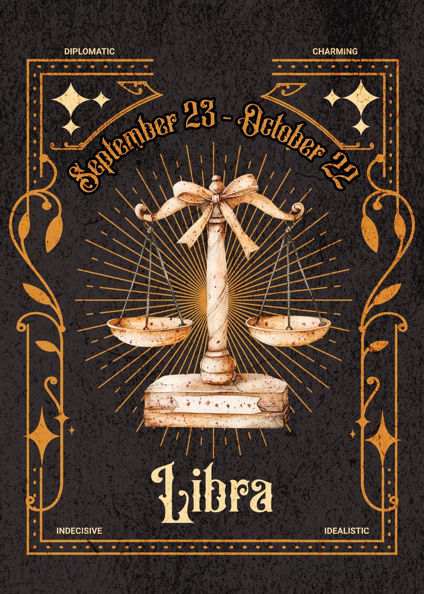 'Libra Sign' Poster, picture, metal print, paint by Quirky Designs ...