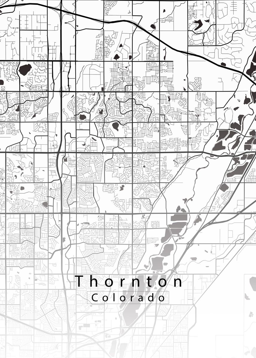 'Thornton Colorado Map' Poster, picture, metal print, paint by Robin ...