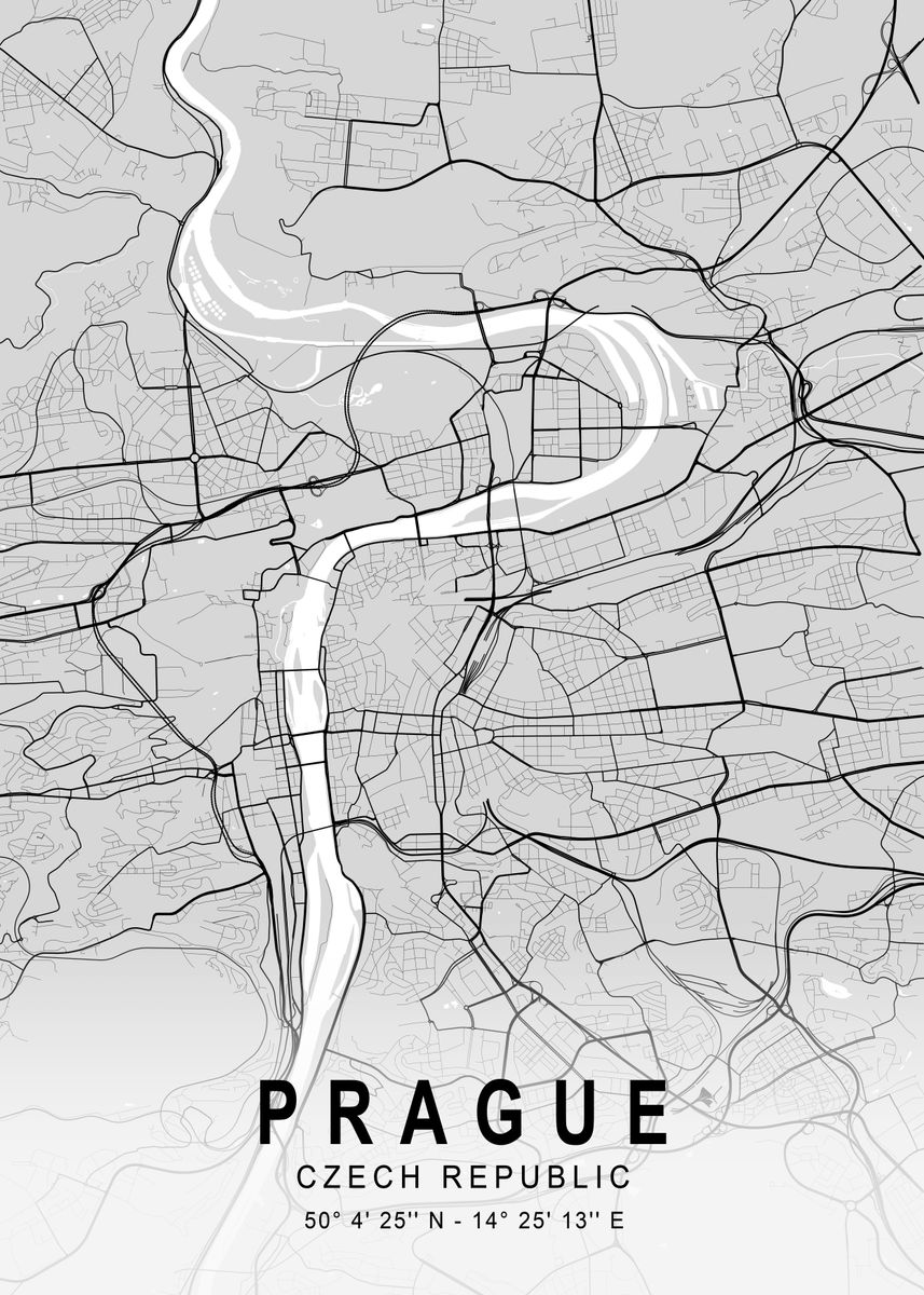 'Prague Light Map' Poster, picture, metal print, paint by DesignerMind ...