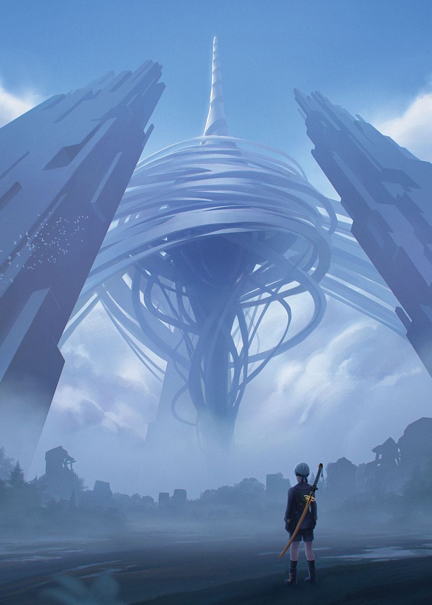 'NieR Automata The Tower' Poster, picture, metal print, paint by ...