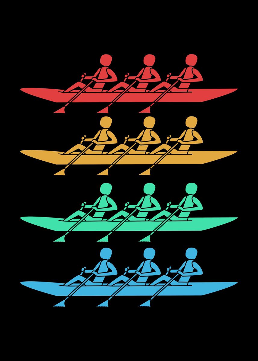 'Retro Rowing' Poster, picture, metal print, paint by FunnyGifts | Displate