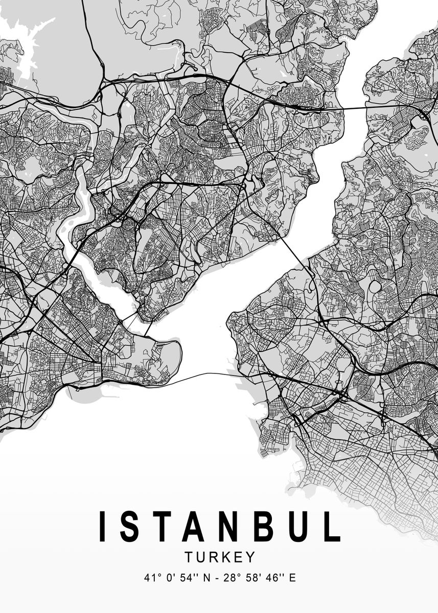 'Istanbul Light Map' Poster, picture, metal print, paint by ...