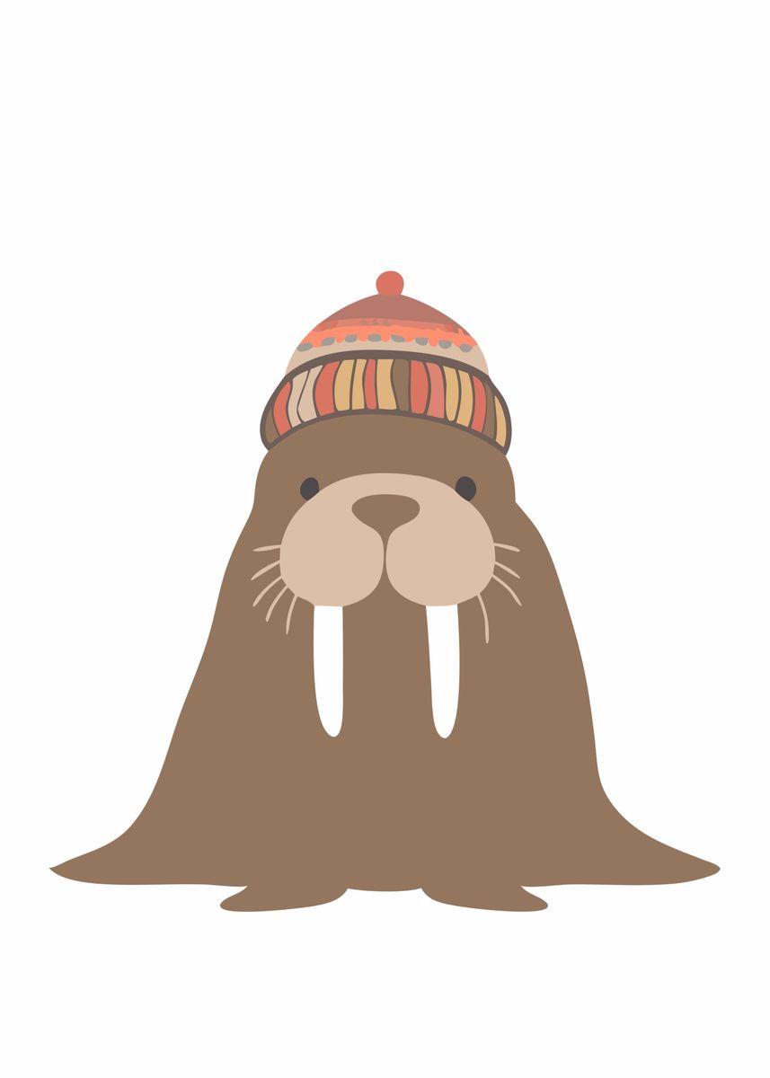 'cute walrus' Poster, picture, metal print, paint by EDSON RAMOS | Displate