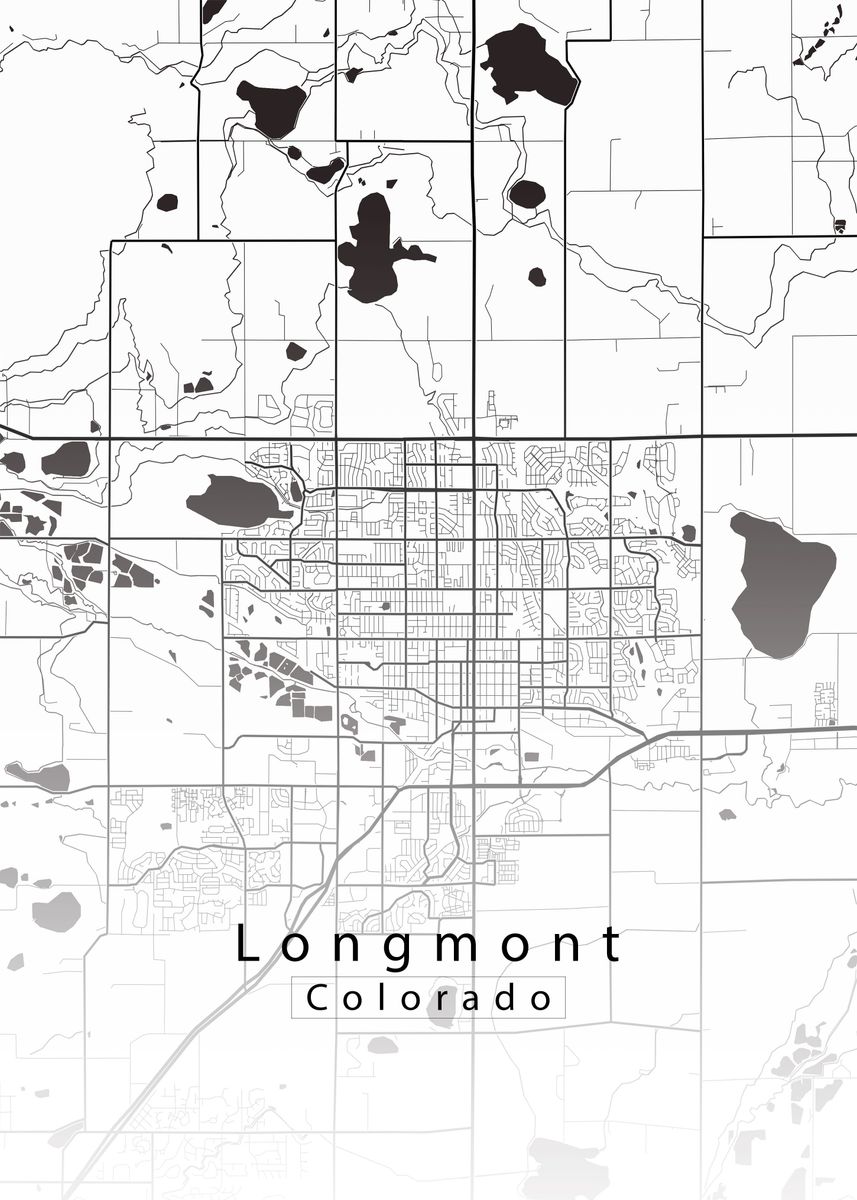'Longmont Colorado Map' Poster, picture, metal print, paint by Robin ...