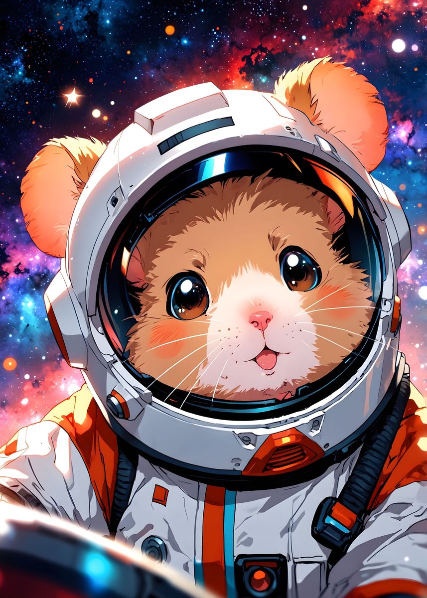 'A Cute Hamster in Space' Poster, picture, metal print, paint by StoicMindset | Displate