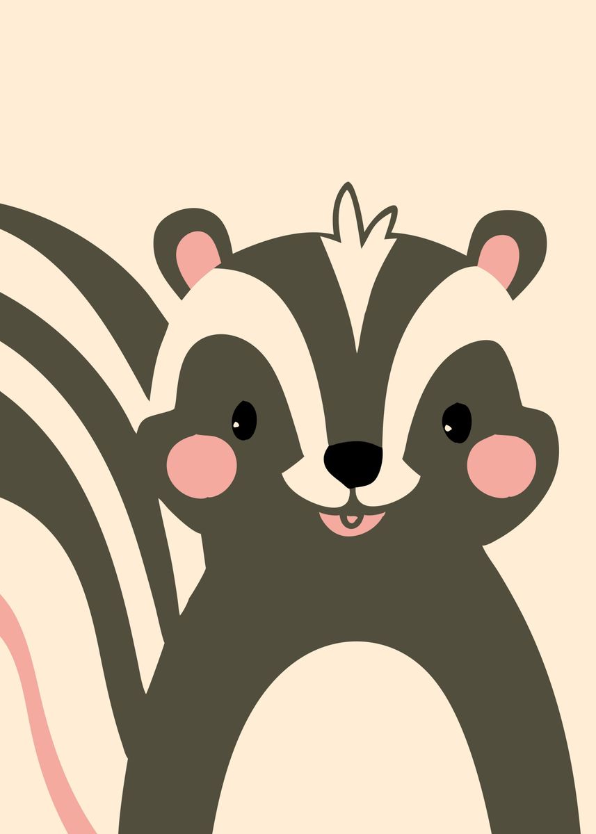 'cute skunk' Poster, picture, metal print, paint by EDSON RAMOS | Displate