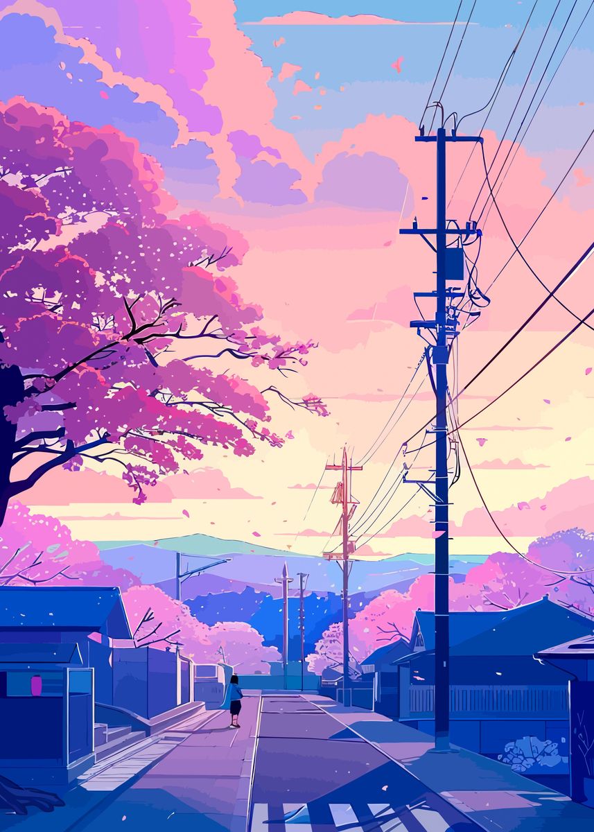 'Japan Street Pastel' Poster, picture, metal print, paint by Black Four ...